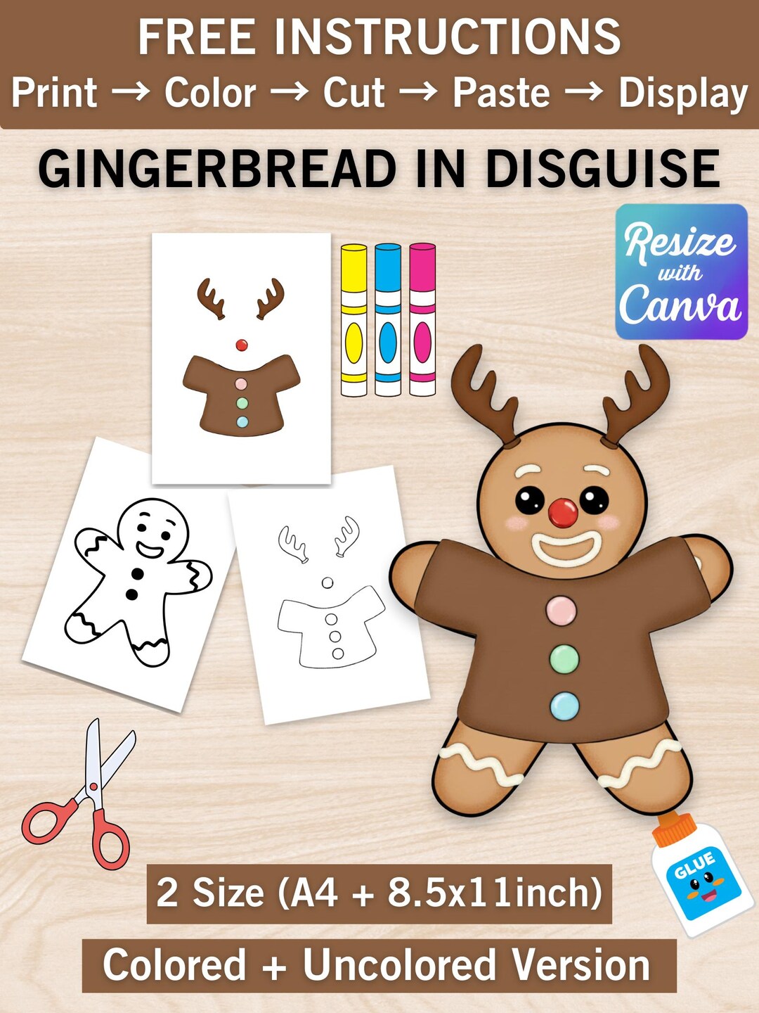 Disguise a Reindeer, Reindeer in Disguise Printable, Christmas ...
