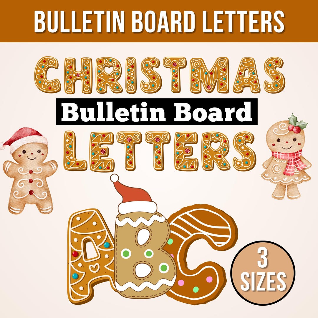 Christmas Bulletin Board Letters Printable, Gingerbread Alphabet ...