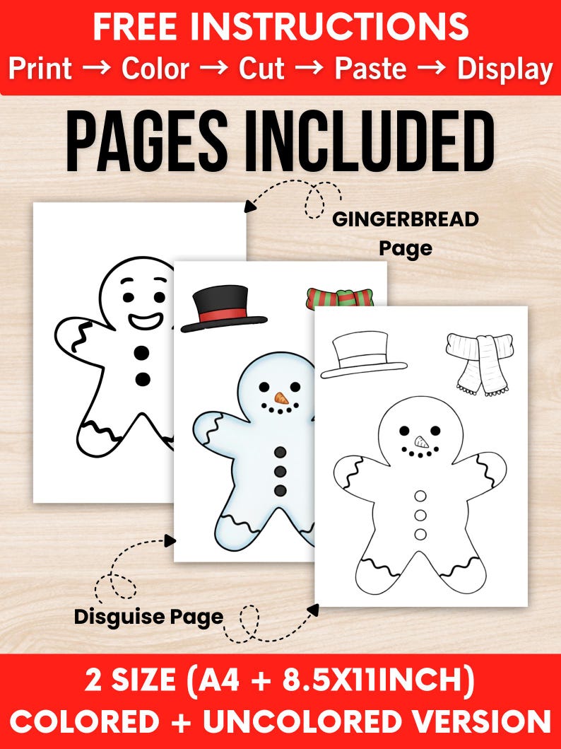 Disguise a Gingerbread Man Snowman, Printable Snowman Outfit, Winter ...