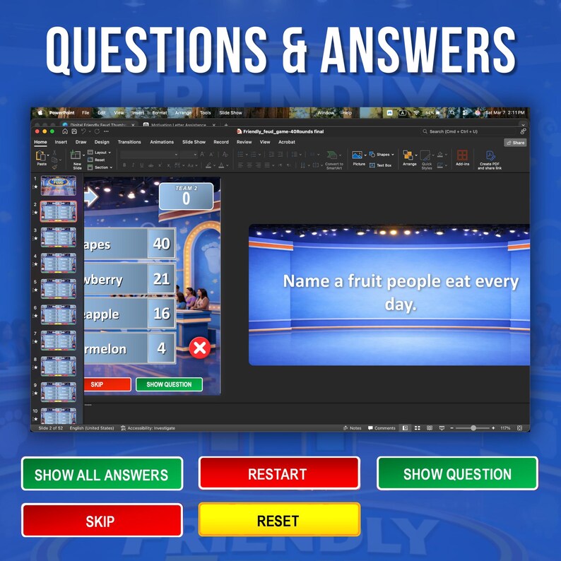 Friendly Feud Family Game, Editable Powerpoint Game Show With Auto ...
