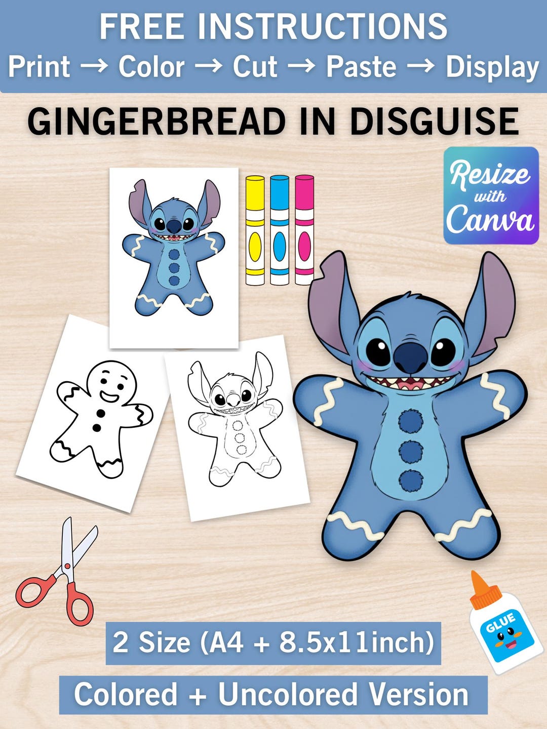 Disguise a Gingerbread, Blue Alien Blank Template Disguise, DIY ...