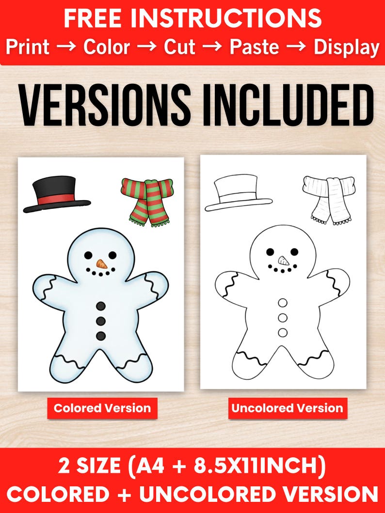 Disguise a Gingerbread Man Snowman, Printable Snowman Outfit, Winter ...
