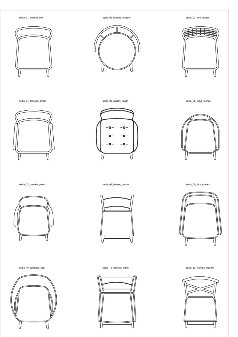 ATN Studio | 12 Chairs 2D Top View (DWG + DXF) | Professional CAD ...