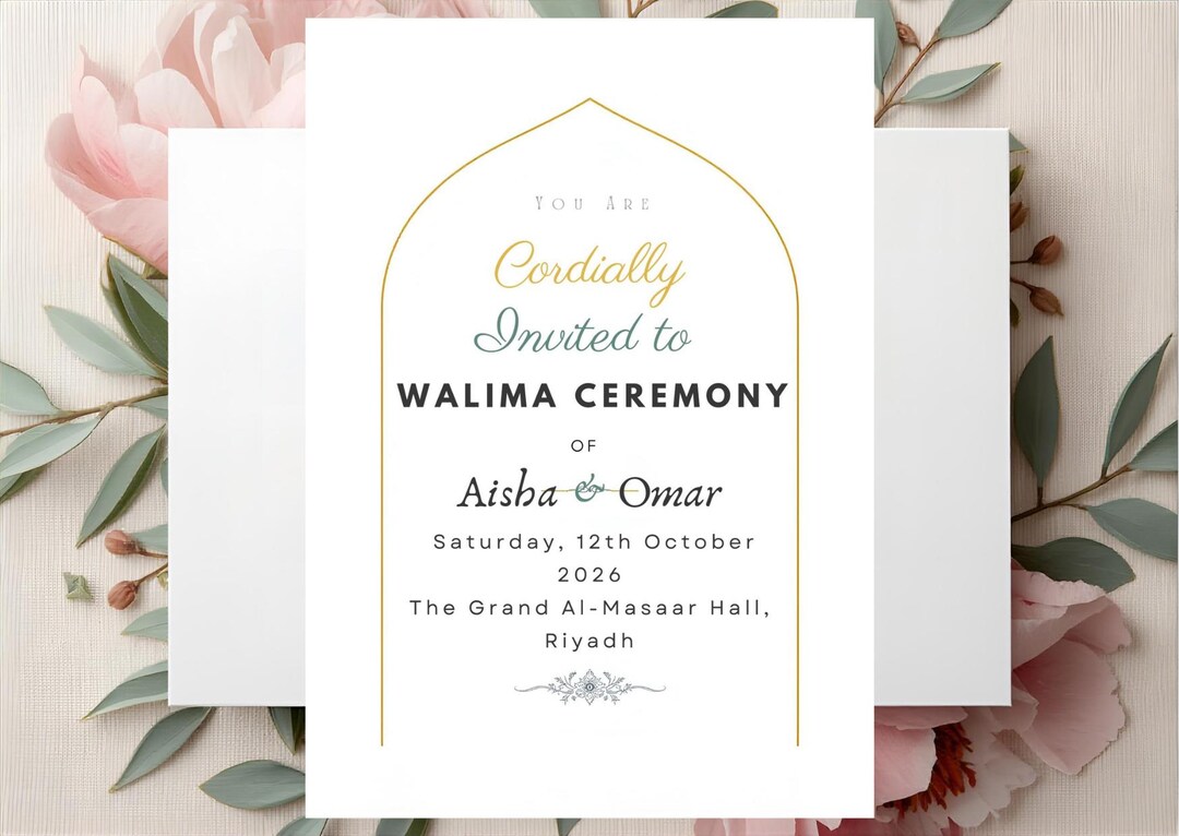 Walima Invitation Card Editable in Canva | Muslim Wedding Walimah ...
