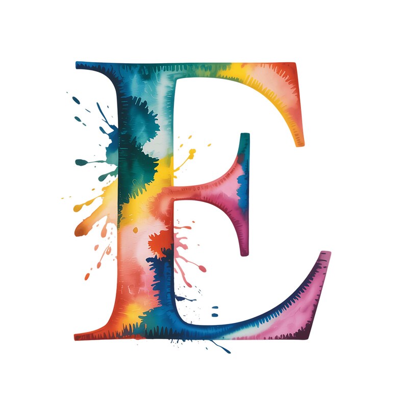 Watercolor Splatter Alphabet PNG, Colorful Letters A–Z to 0–9, High ...