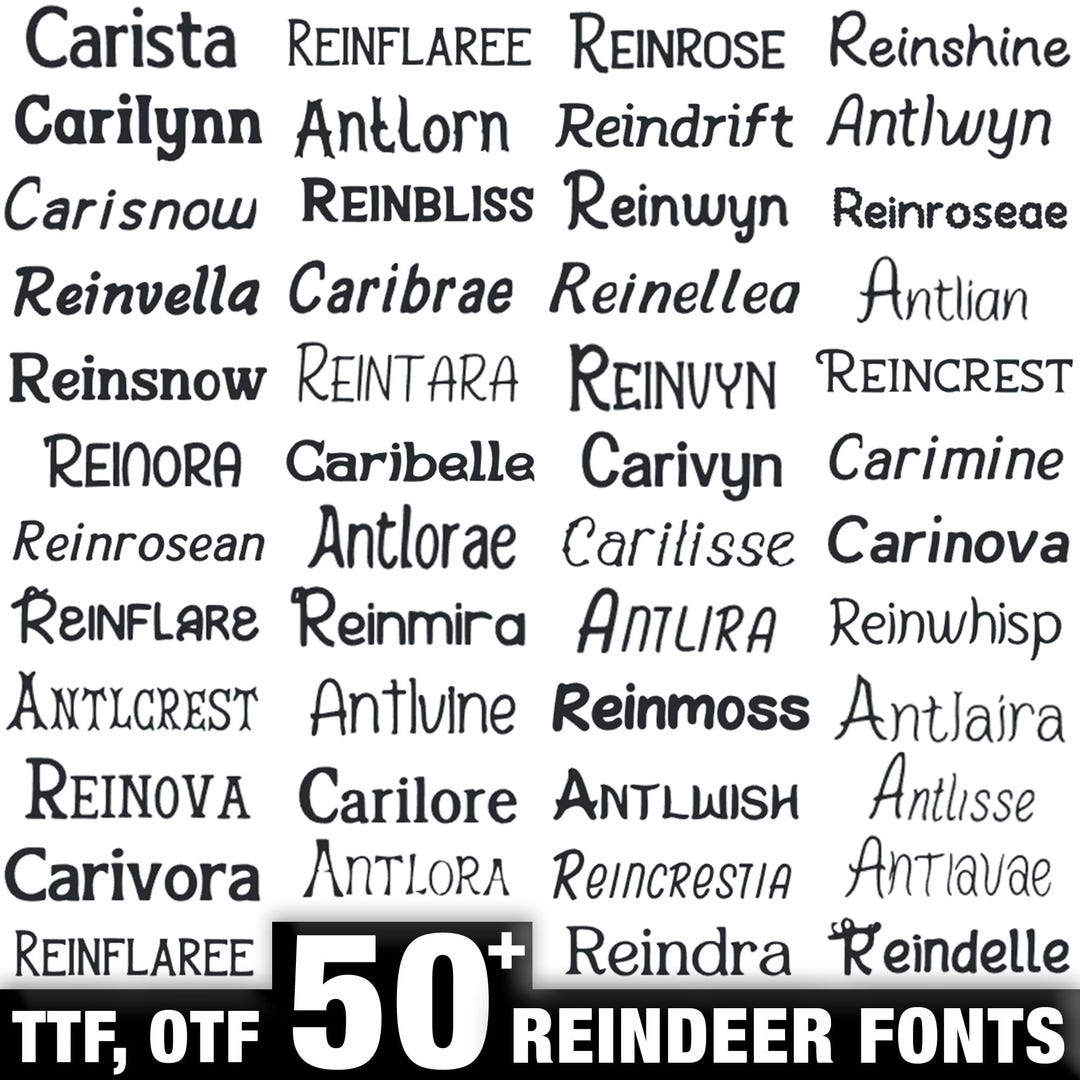 Reindeer Font Bundle 50 Holiday Script Fonts TTF OTF Instant Download ...
