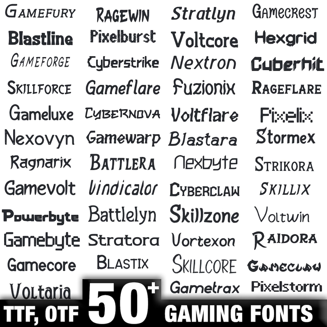 Gaming Font Bundle 50 Tech Gamer Fonts TTF OTF Instant Download - Etsy