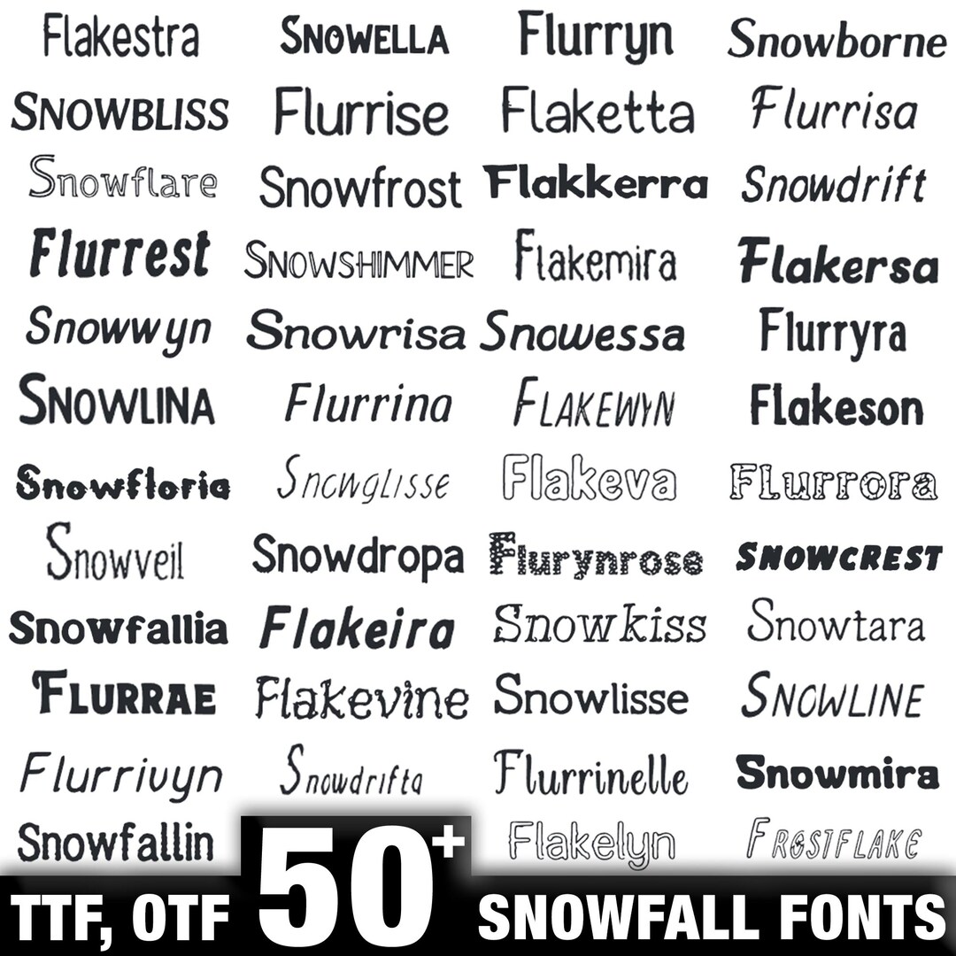 Snowfall Font Bundle 50 Winter Holiday Fonts TTF OTF Instant Download ...