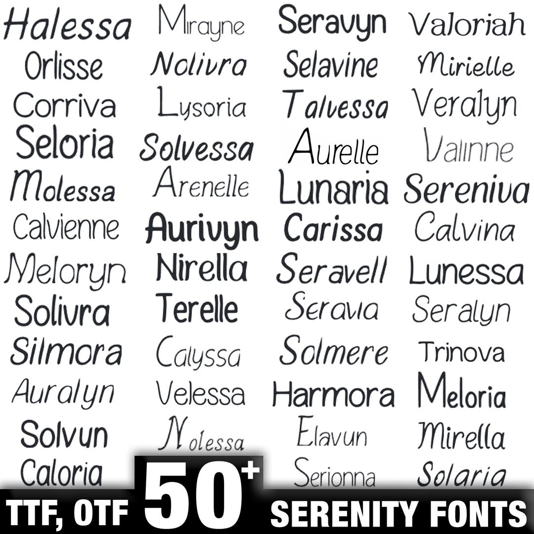 Serenity Font Bundle 50 Calm Soft Fonts TTF OTF Instant Download - Etsy ...