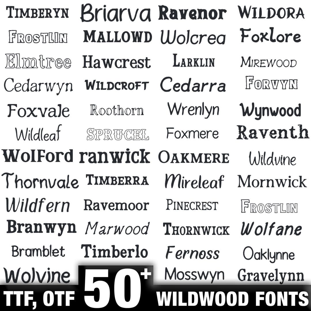 Wildwood Font Bundle 50 Rustic Forest Fonts TTF OTF Instant Download - Etsy
