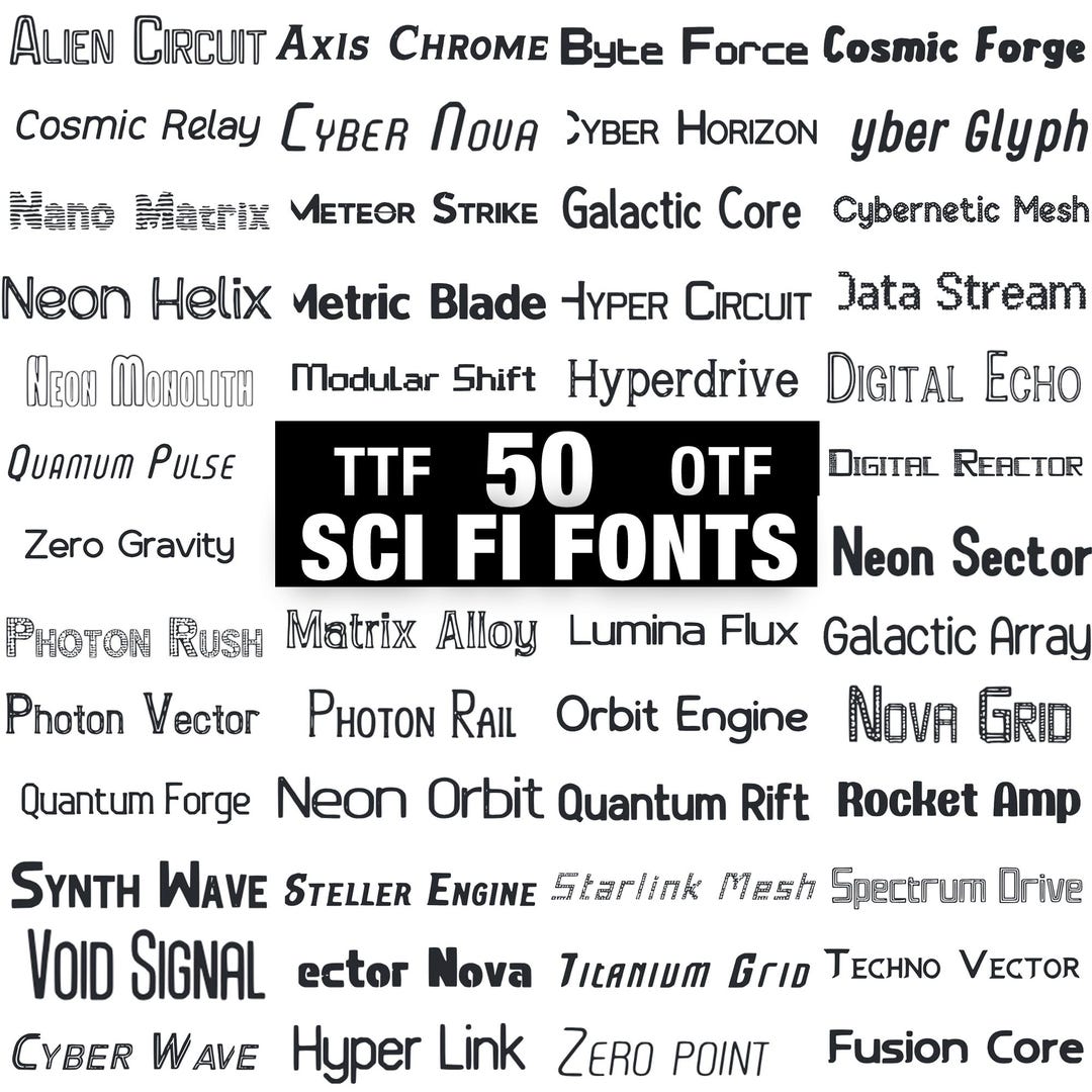 Sci-fi Font Bundle | 50+ Futuristic Tech Fonts TTF OTF - Etsy