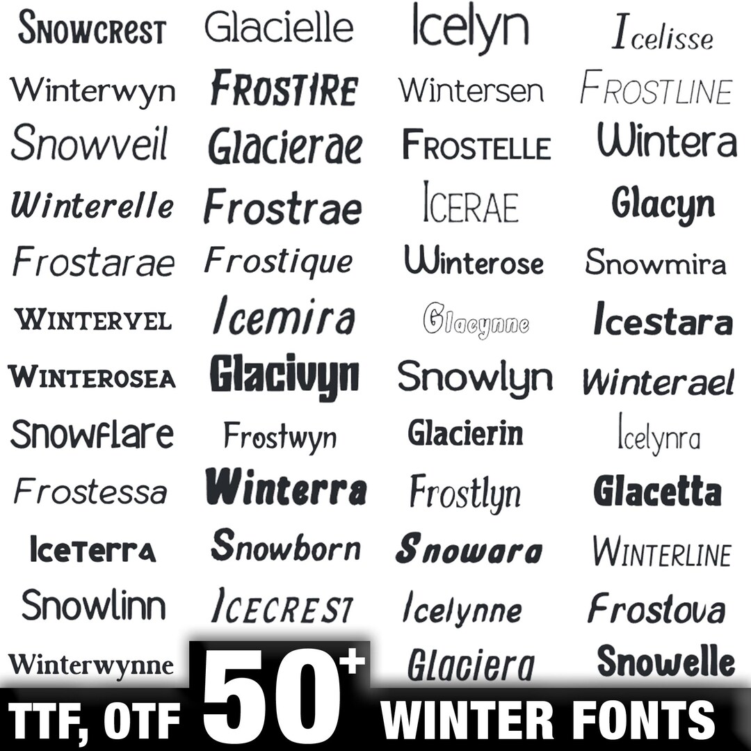 Winter Font Bundle 50 Frosty Holiday Fonts TTF OTF Instant Download - Etsy