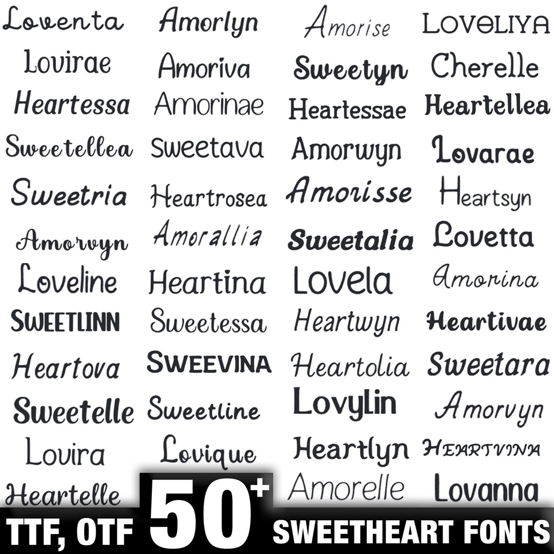Sweetheart Font 2 Bundle 50 Romantic Fonts TTF OTF Instant Download - Etsy