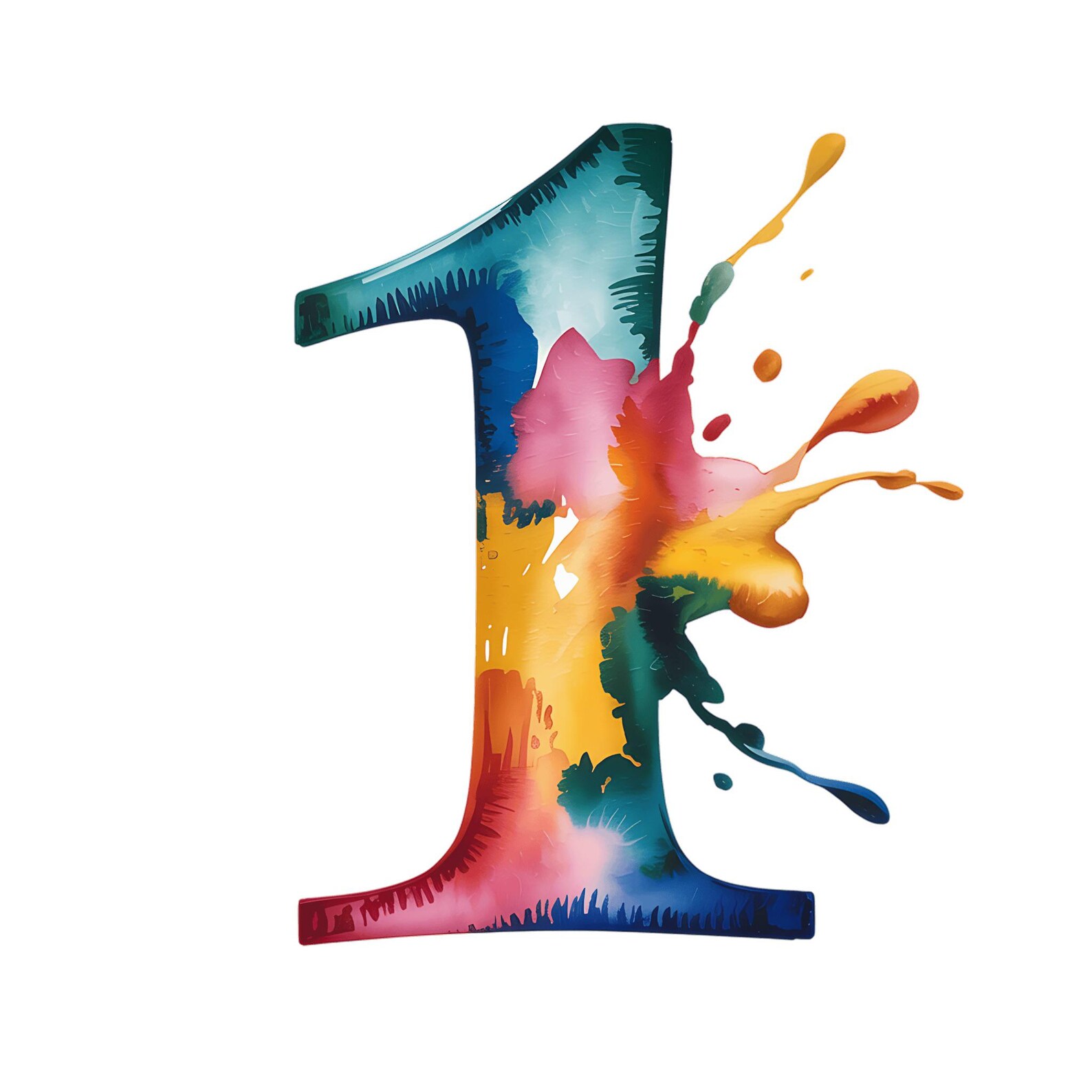 Watercolor Splatter Alphabet PNG, Colorful Letters A–Z to 0–9, High ...