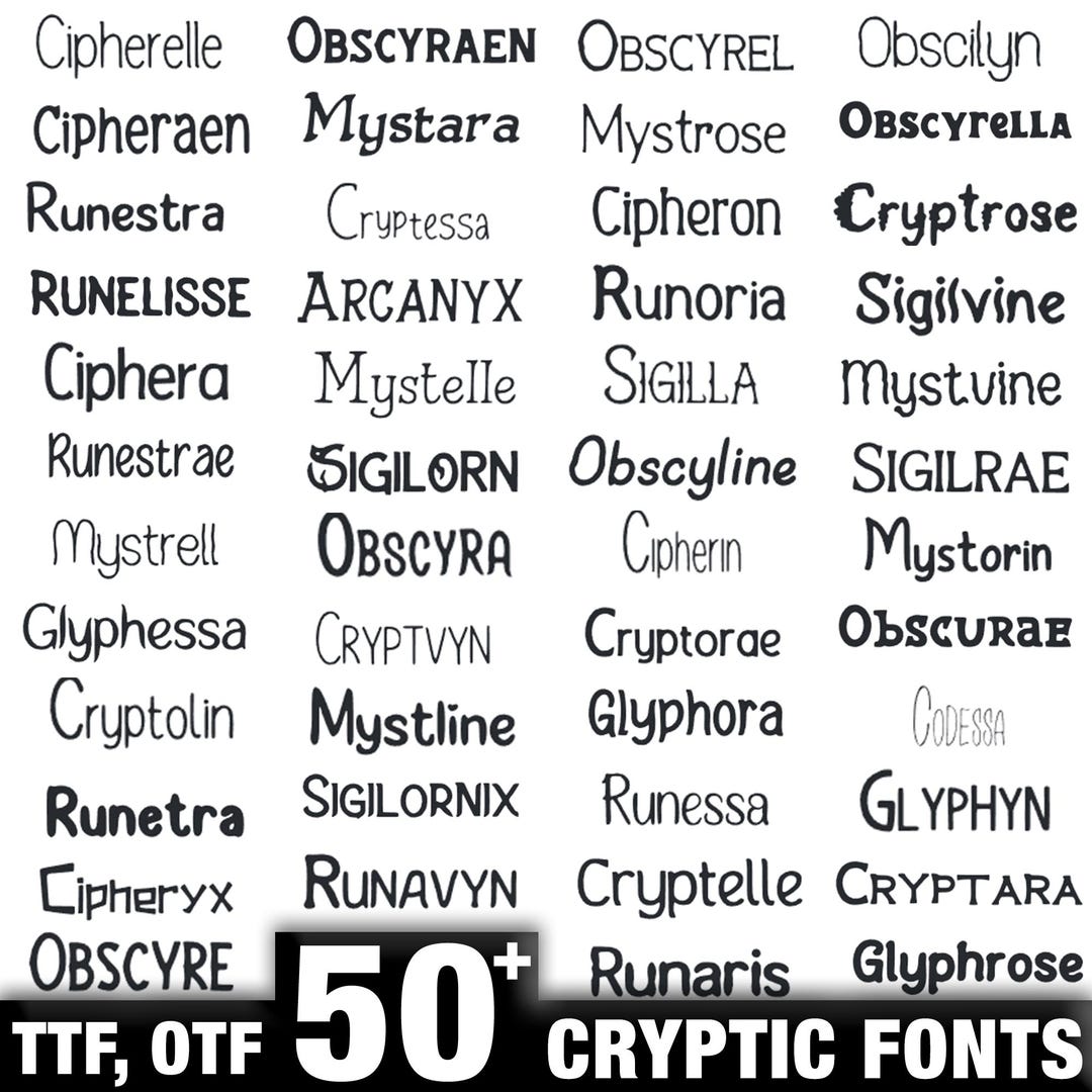 50+ Cryptic Fonts Bundle | Mystic Rune Gothic Typeface Pack TTF OTF ...