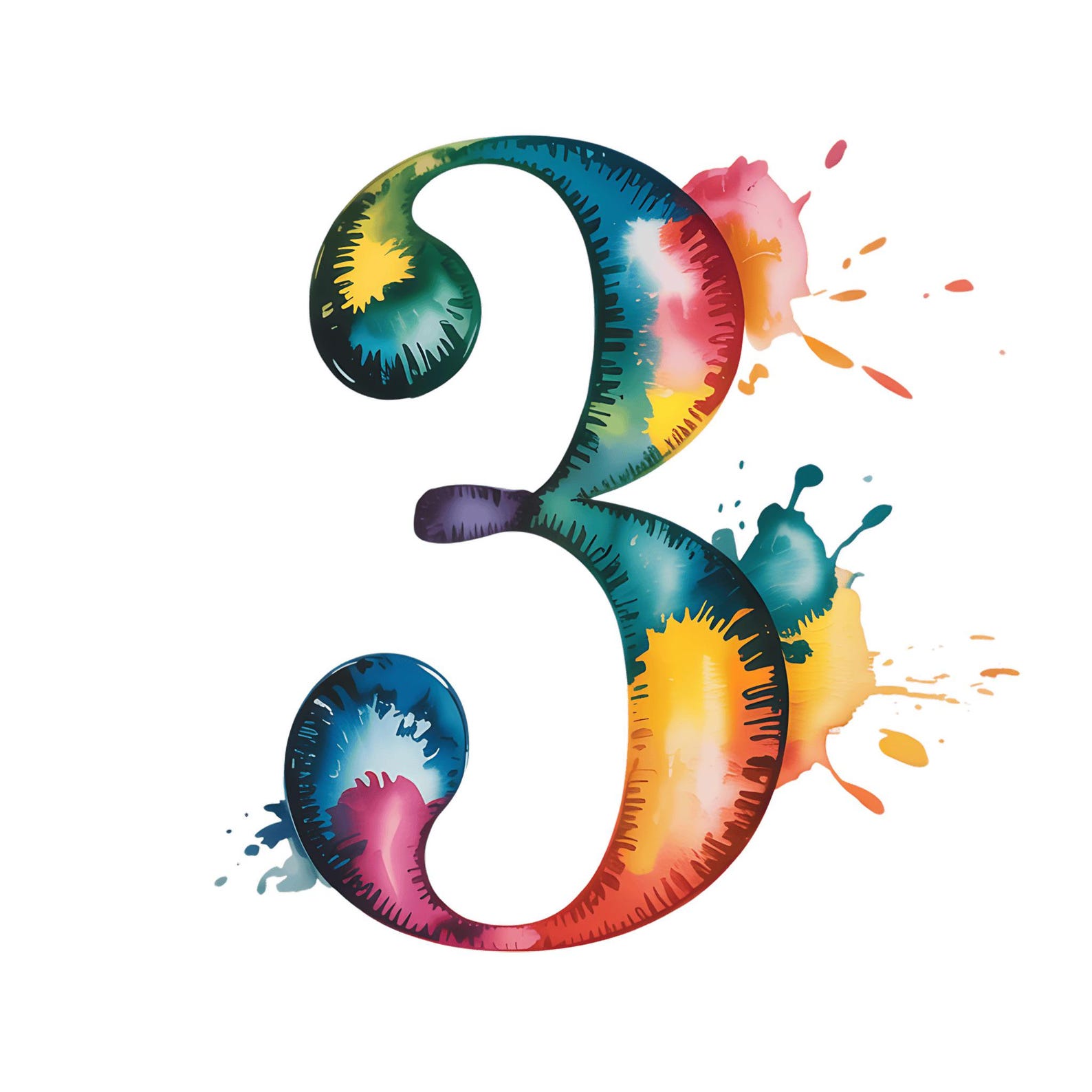 Watercolor Splatter Alphabet PNG, Colorful Letters A–Z to 0–9, High ...