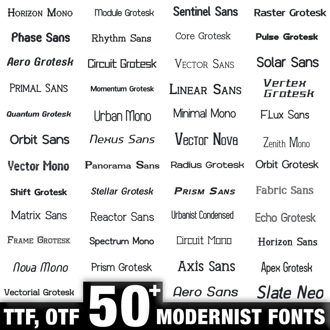 Modernist Font Bundle 50 Clean Modern Fonts TTF OTF Instant Download - Etsy