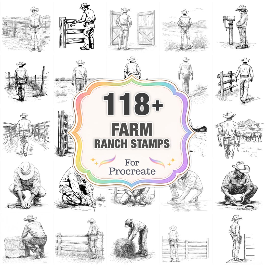 118+ Farm Ranch Stamps, Rural Barn Brushes, PNG Included Instant ...