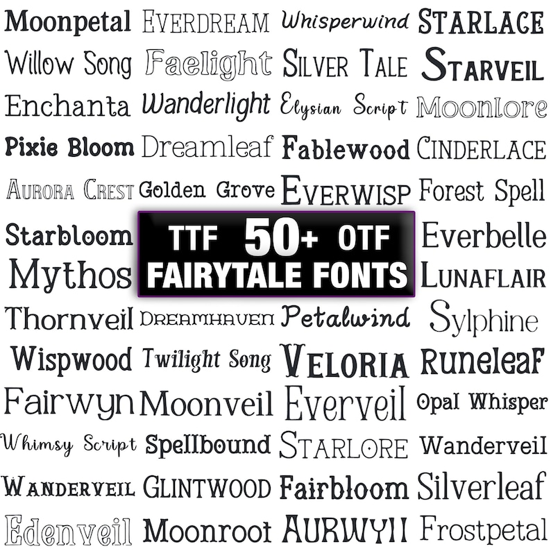 50+ Fairy-tale Fonts Bundle | Whimsical Storybook Typefaces TTF & OTF ...
