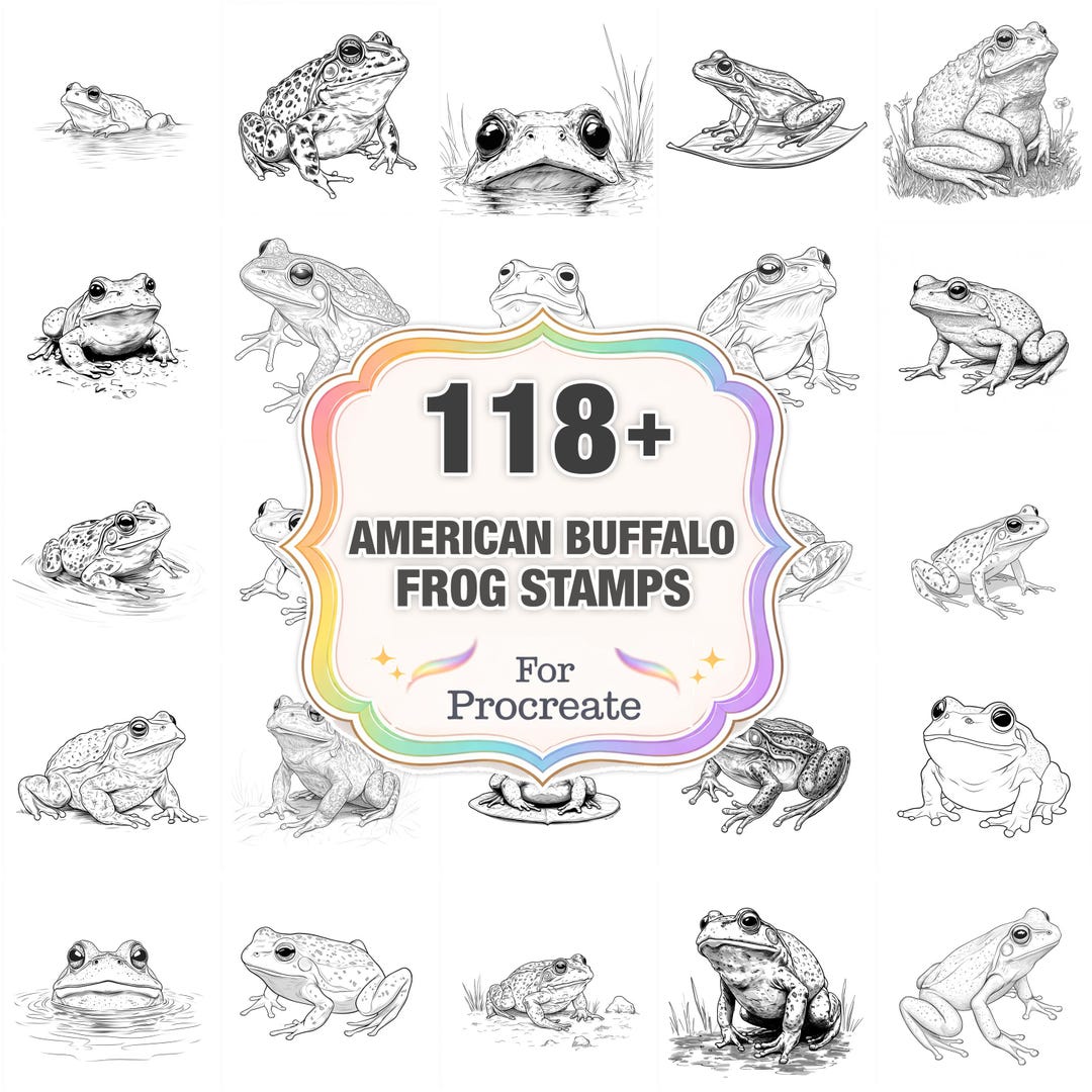 118+ American Buffalo Frog Stamps, Amphibian Wildlife Brushes, PNG ...