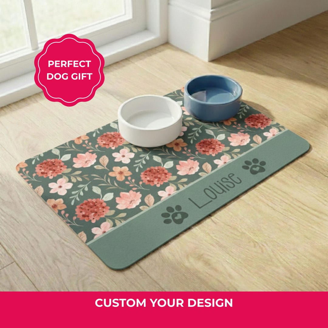 Custom Dog Food Mat, Personalized Waterproof Non-slip Pet Feeding ...