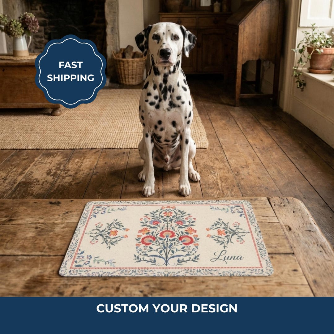 Personalized Dog Food Mat With Name, Custom Pet Feeding Placemat ...