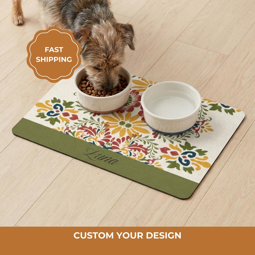 Personalized Dog Food Mat, Non Slip Waterproof Pet Placemat, Dog Mom ...