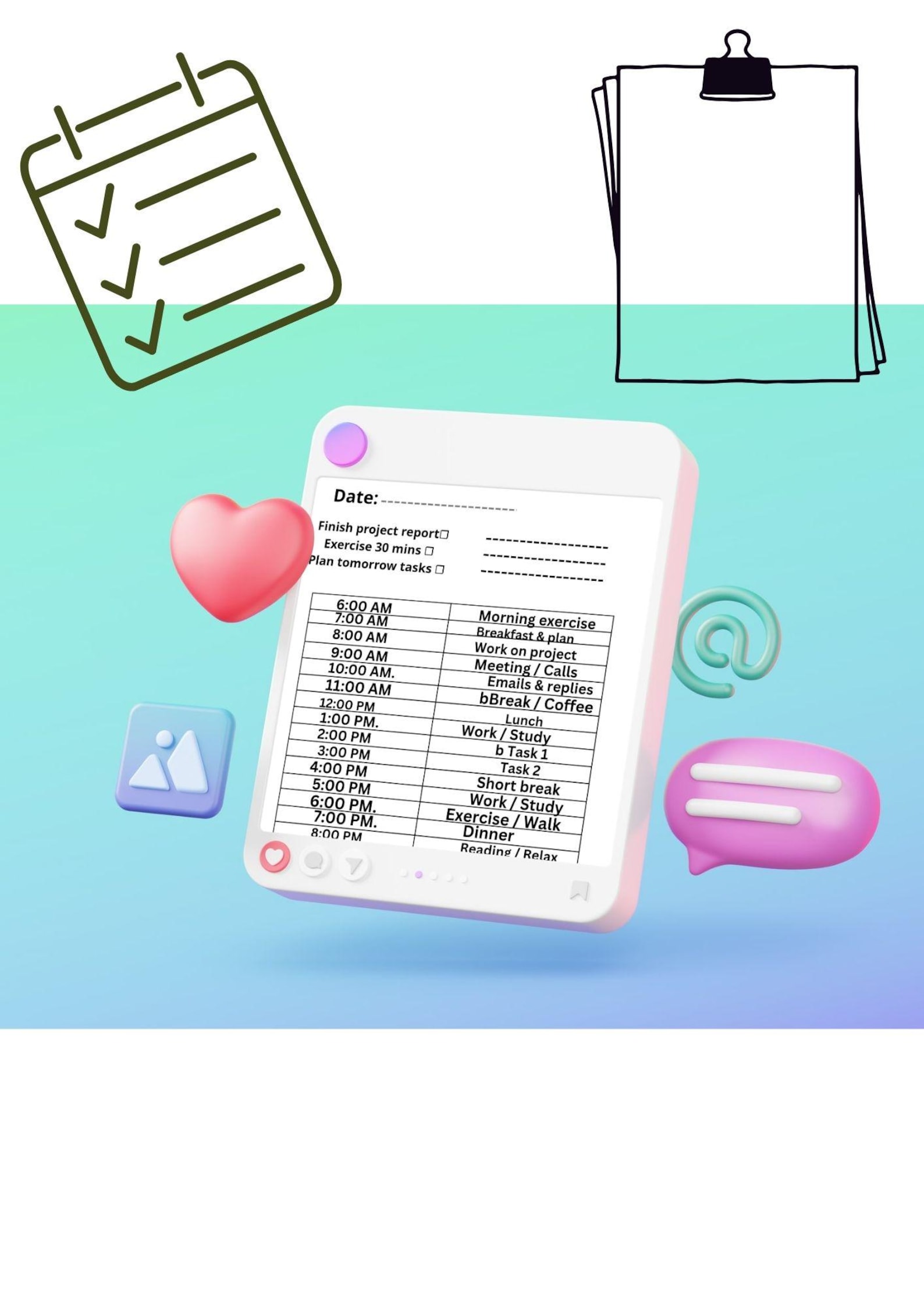 Daily Focus Planner – Minimalist Productivity Template (editable PDF ...