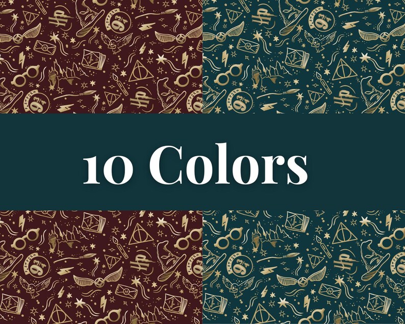 Hogwarts Inspired Seamless Digital Pattern Set | 10 Colors | Magical ...