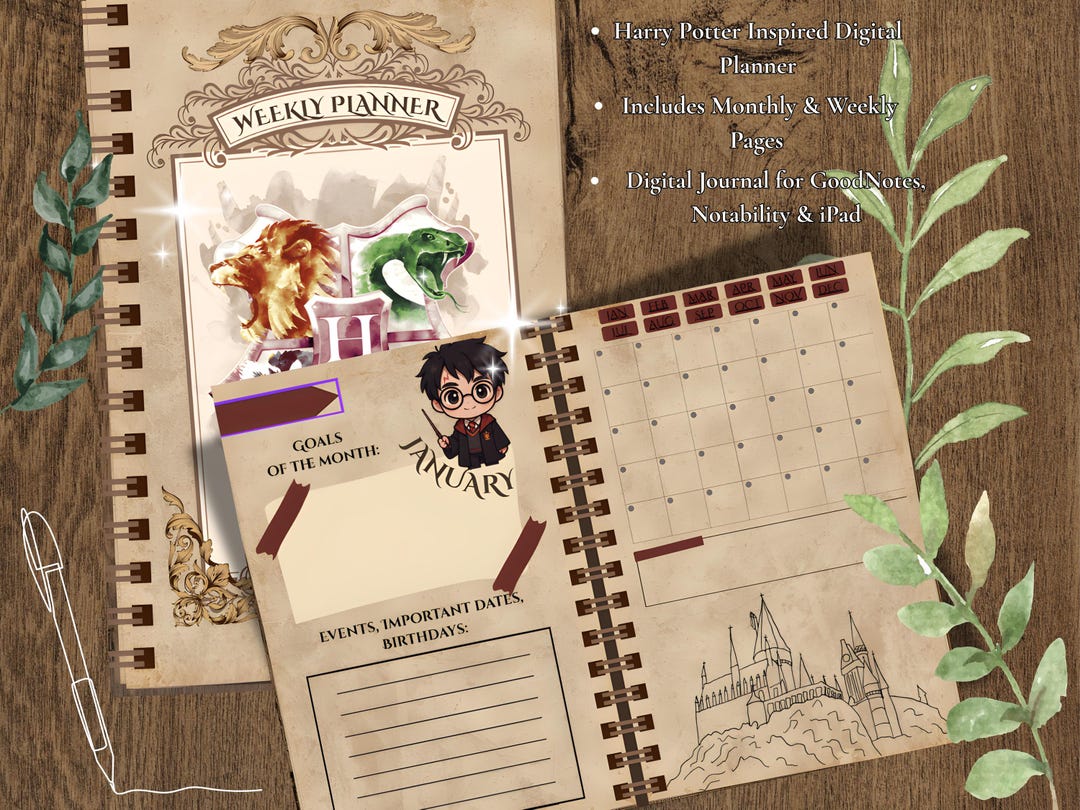 The Wizards Digital Planner Harry Potter Design Hyperlinked PDF - Etsy
