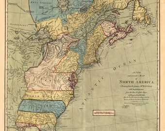 1776 Map of the US and Canada | Etsy