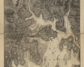 1776 Map of Boston | Etsy