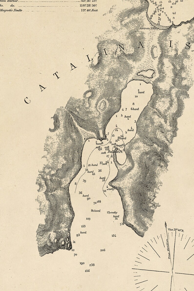 1852 Nautical Chart of Catalina Harbor - Etsy