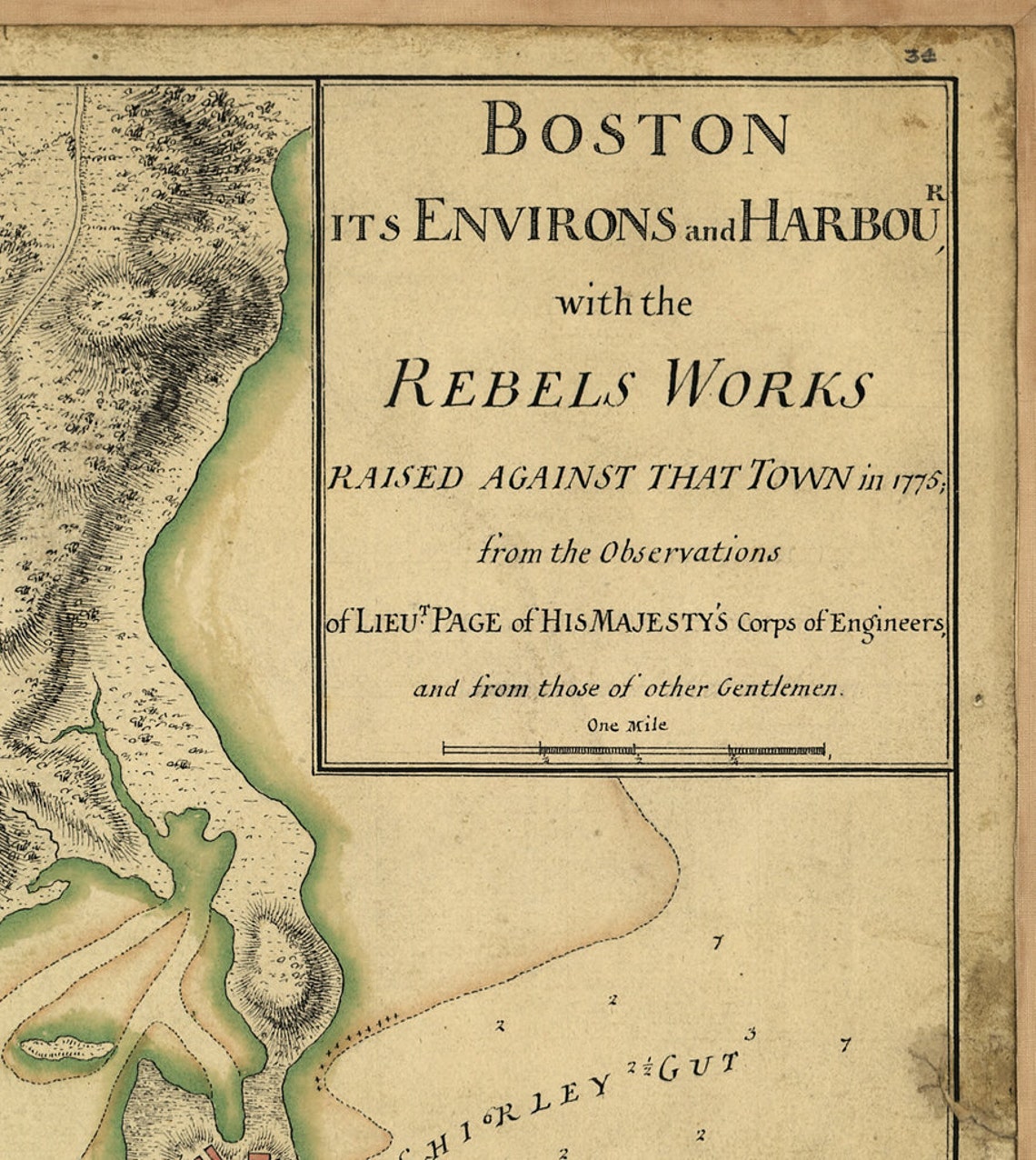 1775 Map of Boston - Etsy