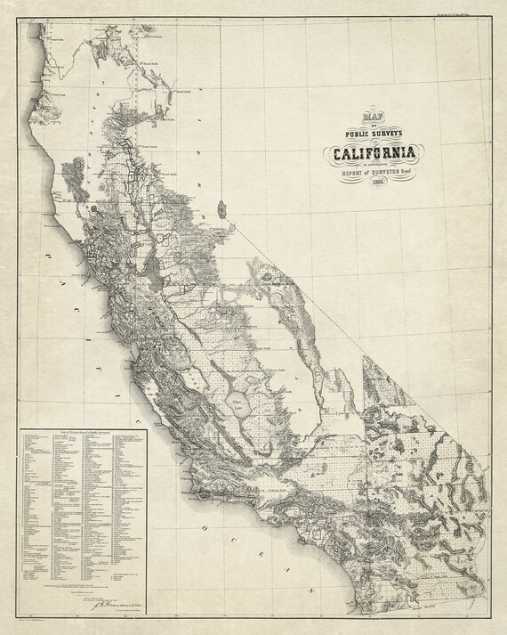 1860 Map of California | Etsy