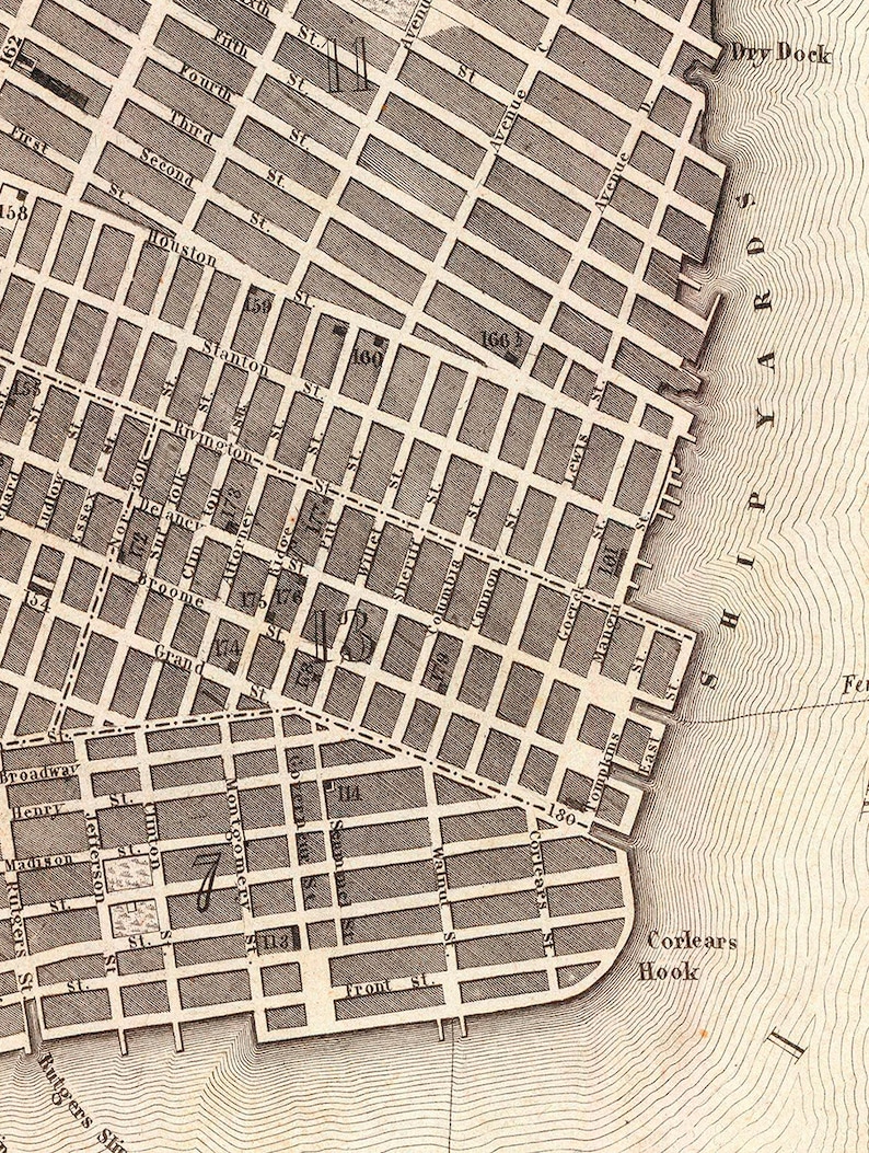 1844 Map of New York City - Etsy