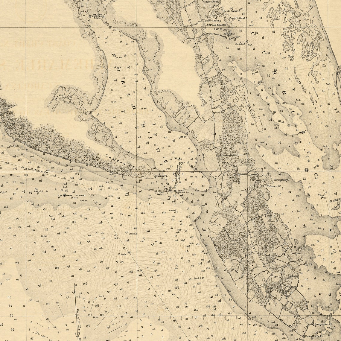 1895 Nautical Chart of Albemarle Sound - Etsy