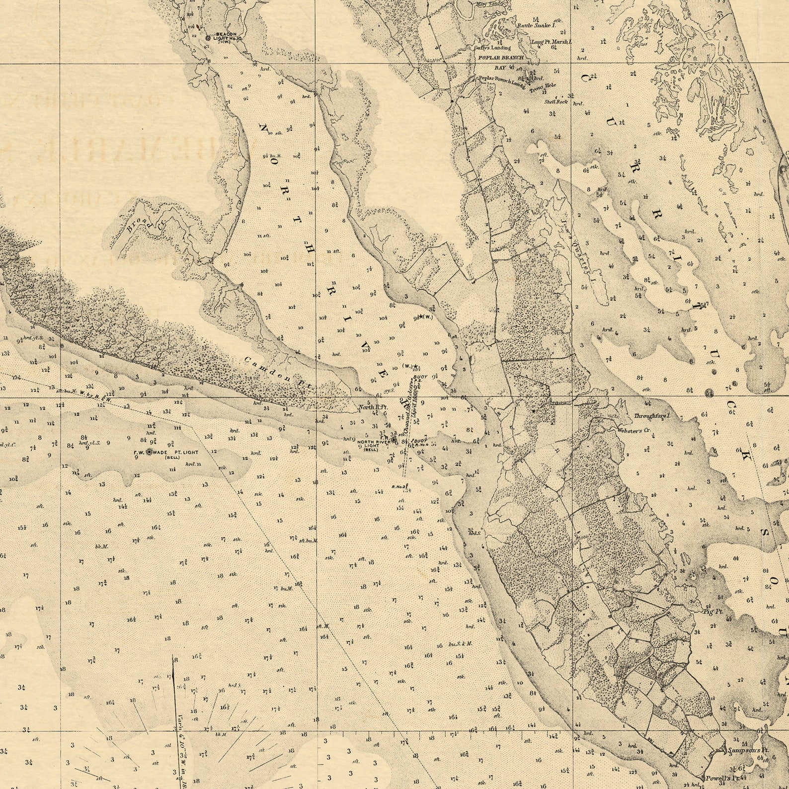 1895 Nautical Chart of Albemarle Sound - Etsy