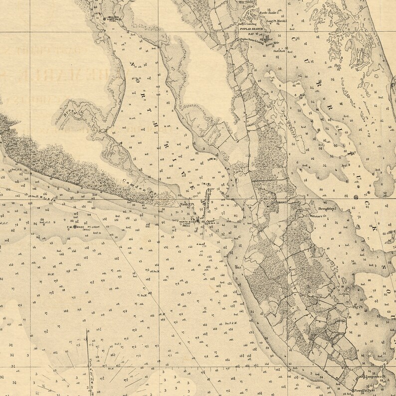1895 Nautical Chart of Albemarle Sound - Etsy