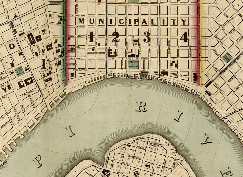 1845 Map of New Orleans - Etsy