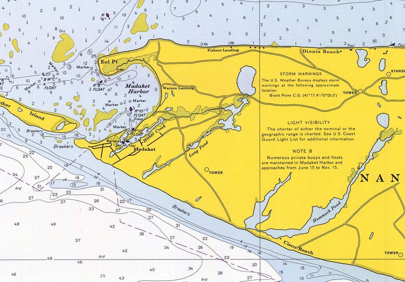 1969 Nautical Chart of Nantucket - Etsy