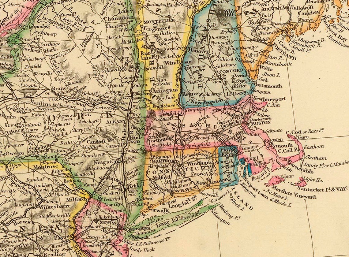 1834 Map of America - Etsy