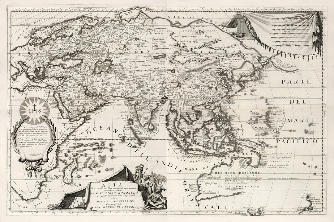 1693 Map of Asia - Etsy