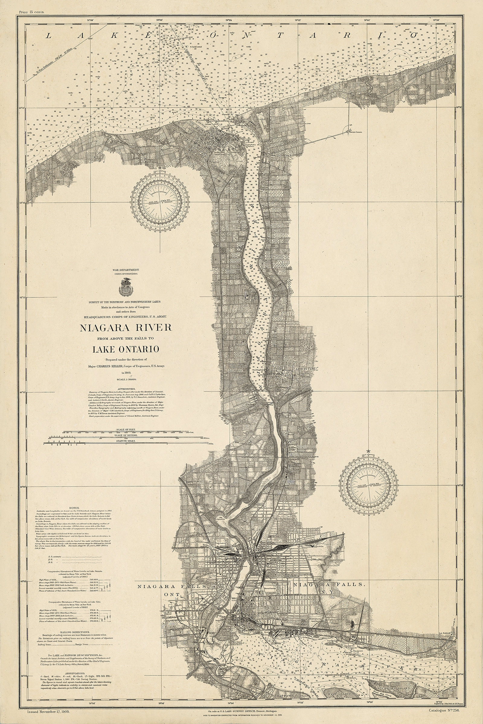 1909 Nautical Chart of Niagara River - Etsy