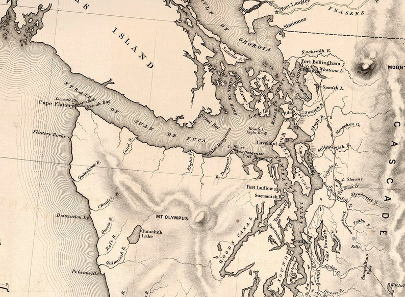 1859 Map of Oregon and Washington - Etsy