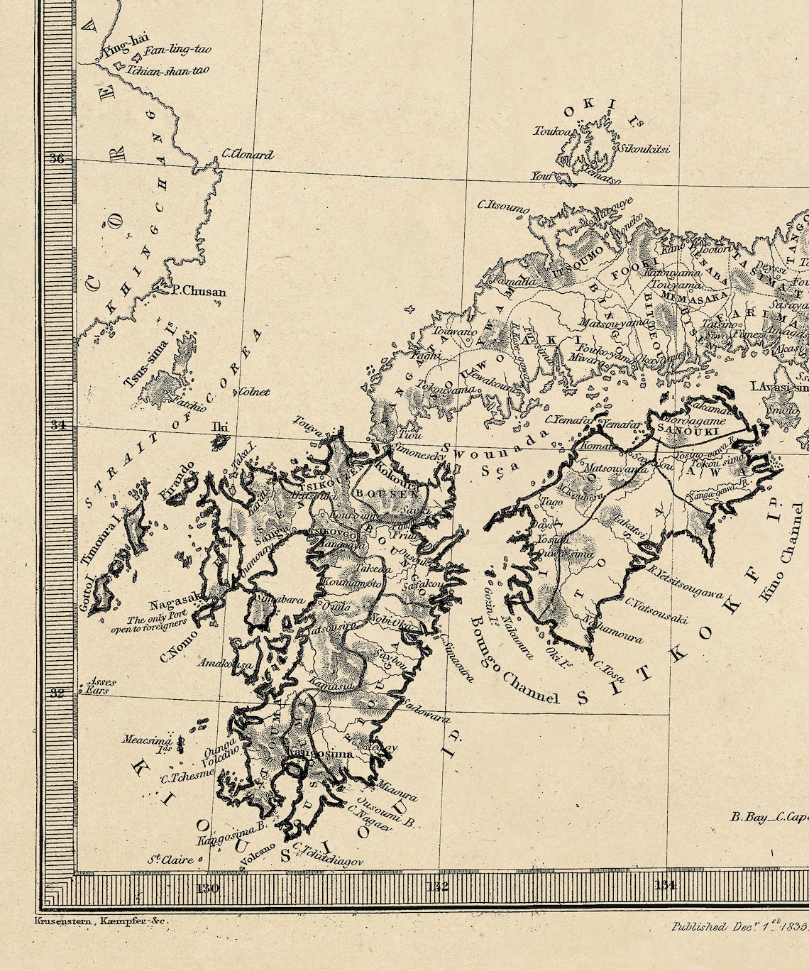 1835 Map of Japan - Etsy