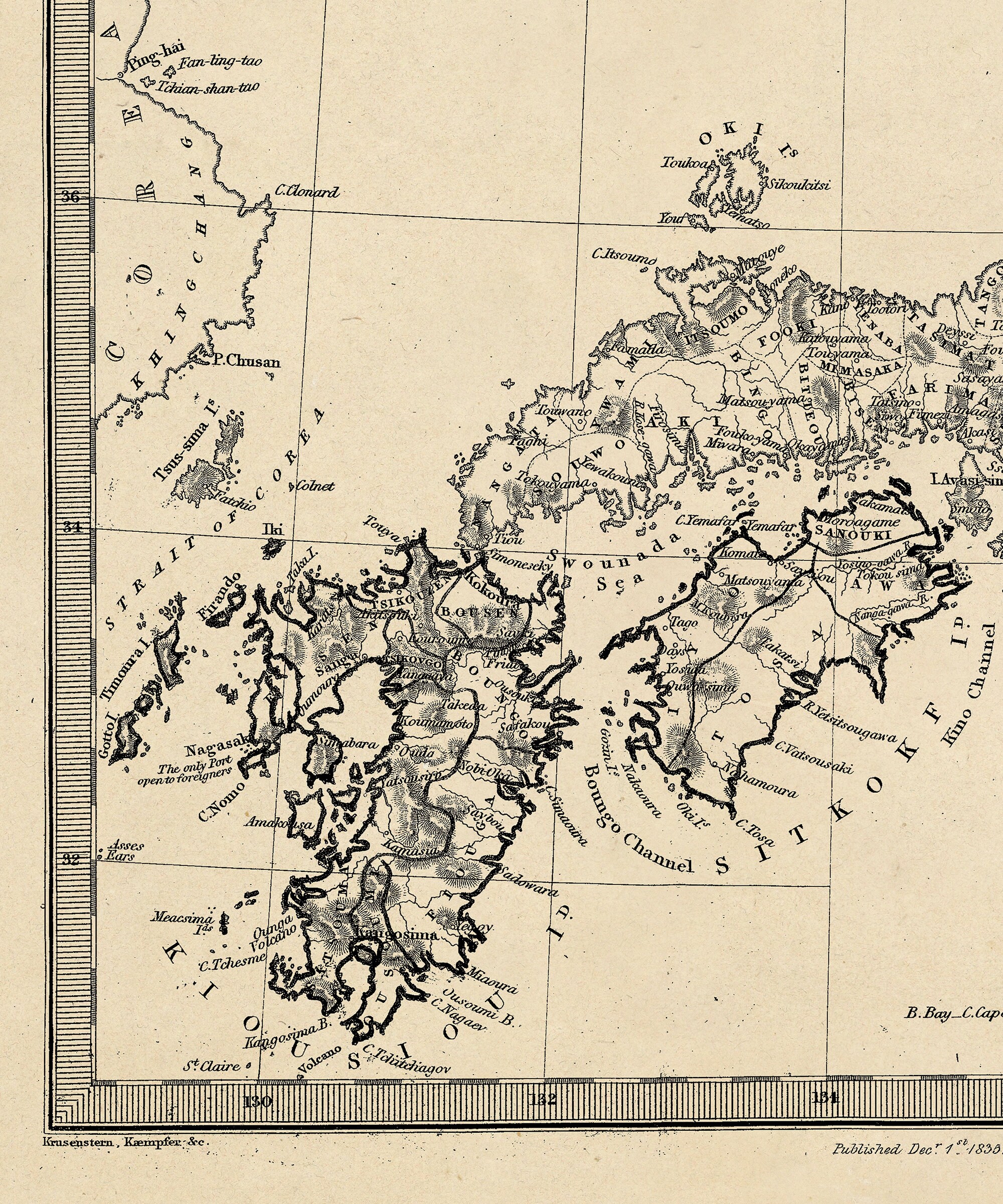 1835 Map of Japan - Etsy