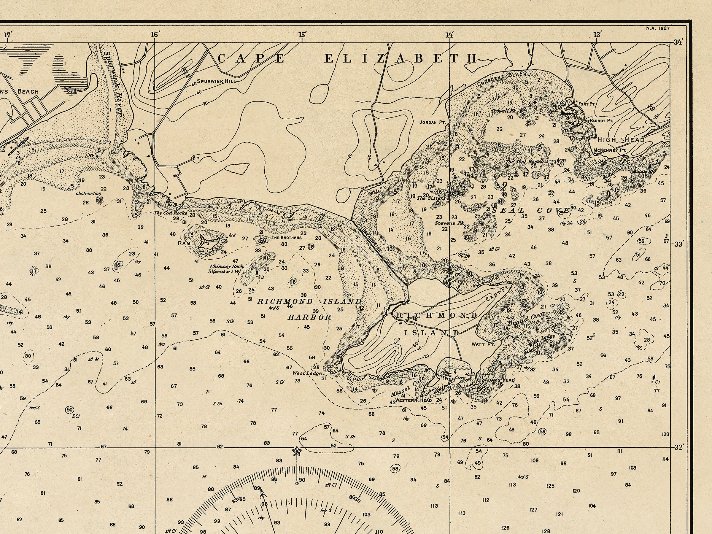 1943 Nautical Chart of Saco Bay - Etsy