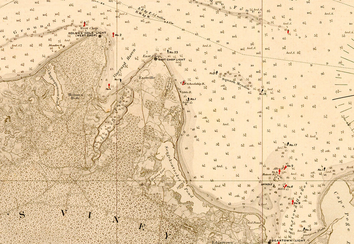 1879 Nautical Chart of Vineyard Sound - Etsy