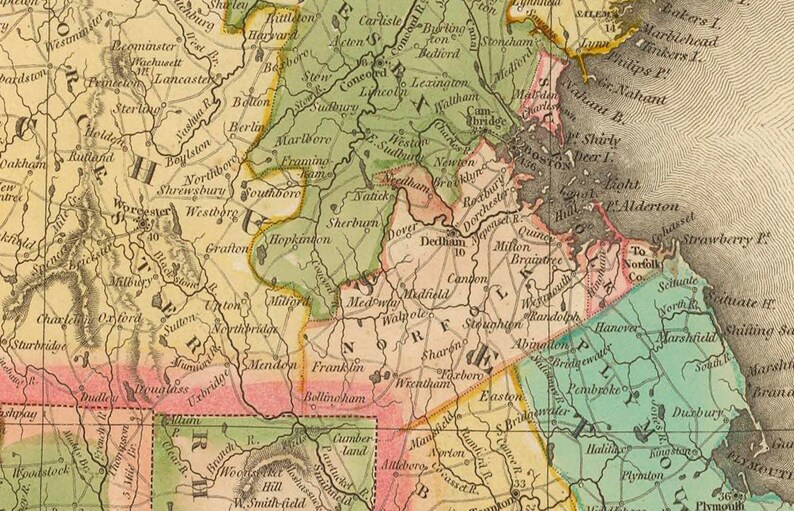 1833 Map of New England - Etsy